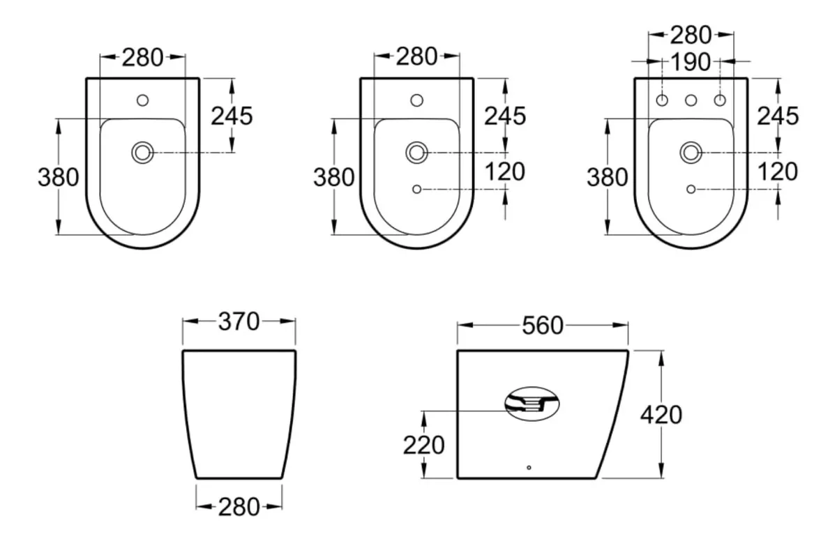 Roca Inspira Bidet Diseño 3 Agujeros Baño Sanitario Blanco